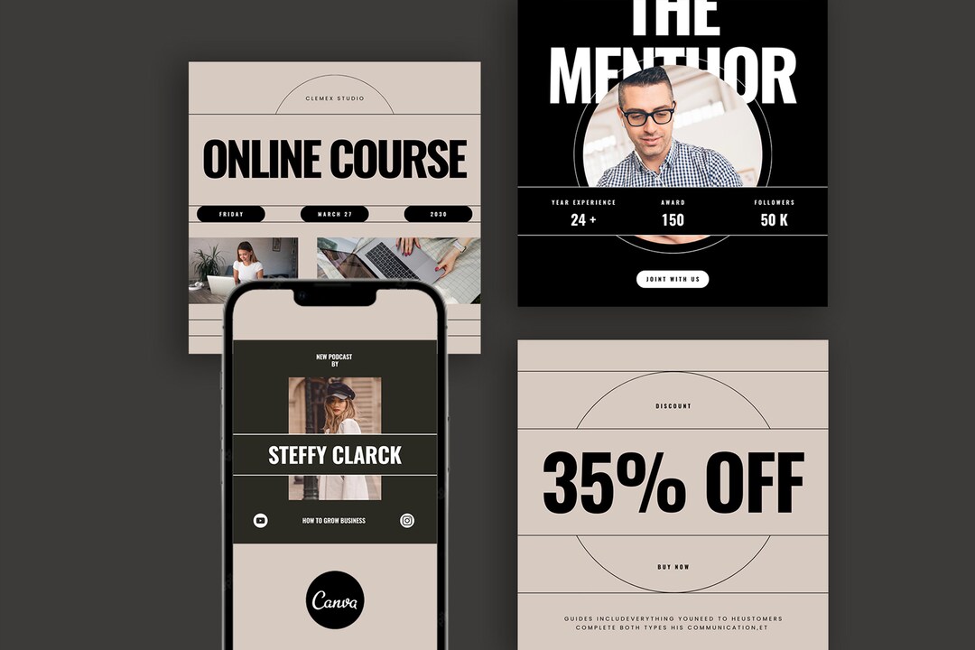 Coach Social Media Kit Coach Social Media Branding Minimalist Canva ...