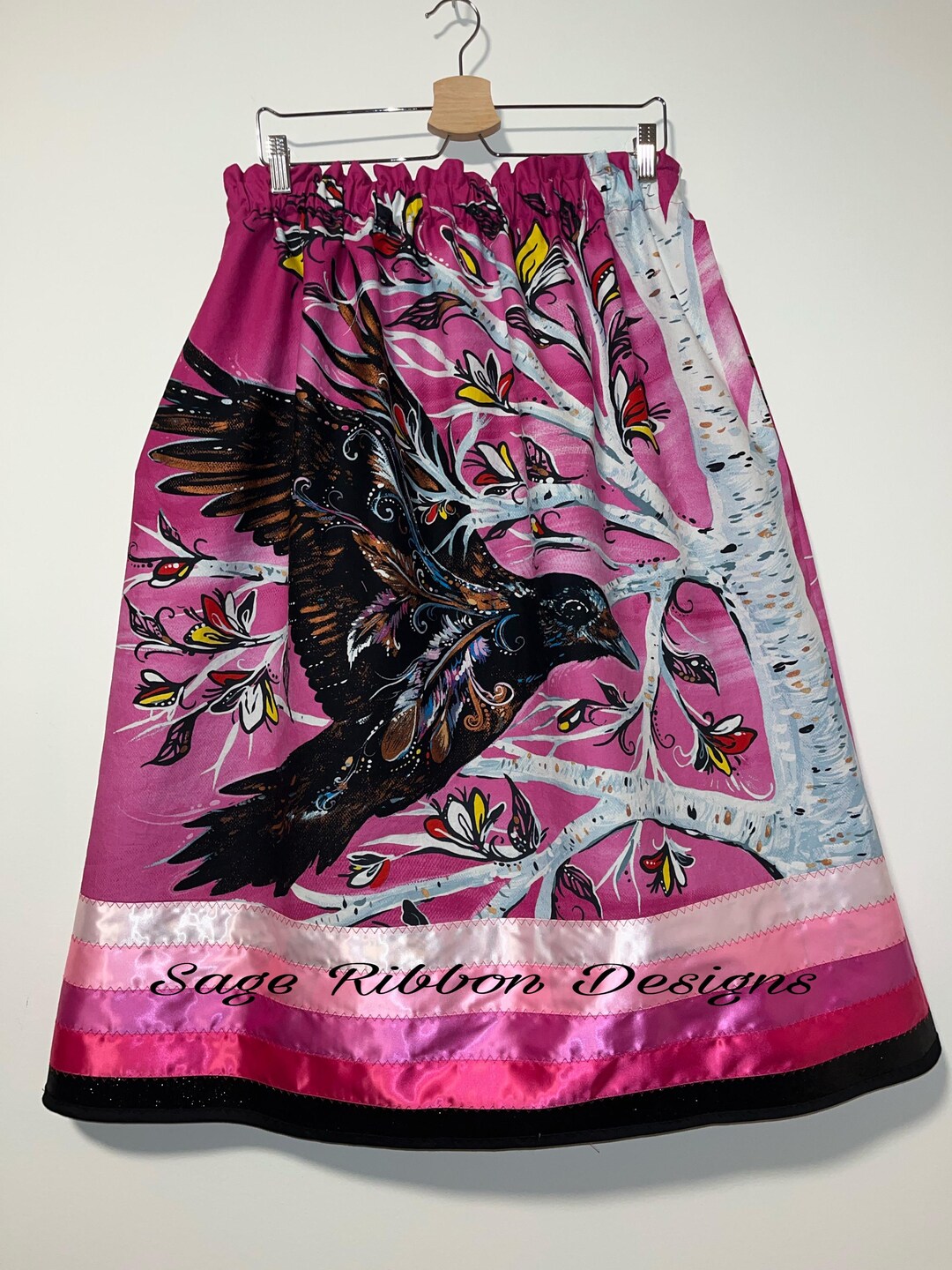 Raven Tree Pink Ribbon Skirt - Etsy