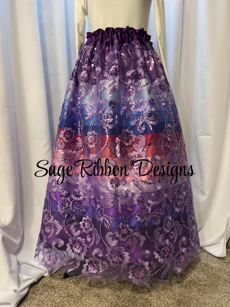 Perfectly Purple Sparkle Lace Overlay Ribbon Skirt - Etsy