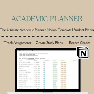 Notion Template Academic Planner Student Planner, School Planner for ...