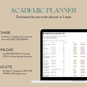 Notion Template Academic Planner Student Planner, School Planner for Notion Assignment Tracker ...