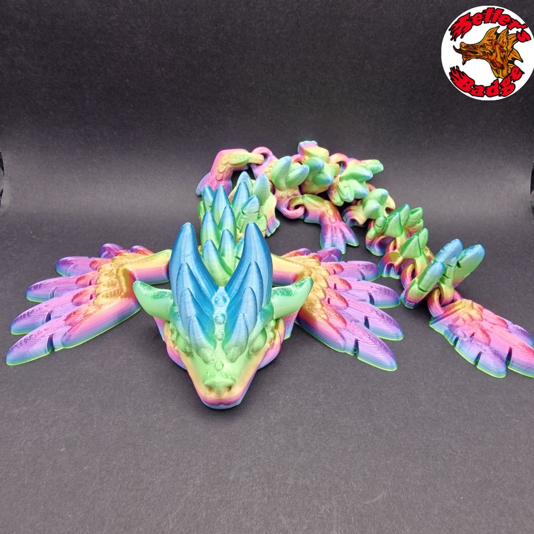Articulated Dragon Rainbow-3d Printed, Great for ADHD and Stress Relief ...