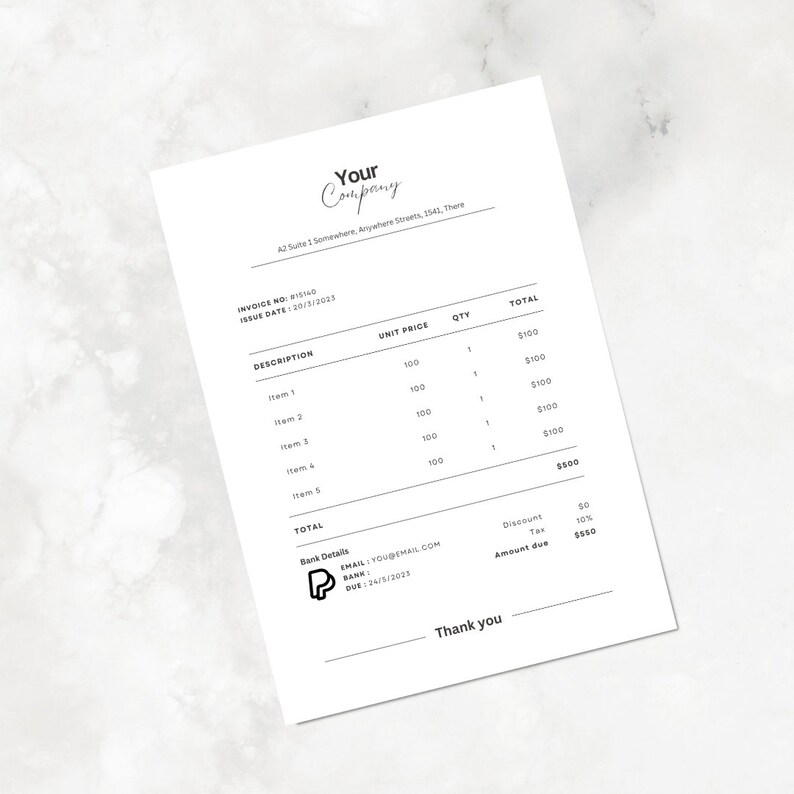Cute Black Simple Invoice Template for Small Business - Etsy