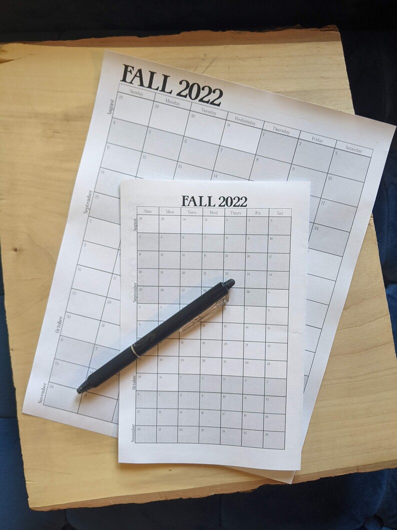Printable Fall 2022 Seasonal Calendar Bundle - Etsy