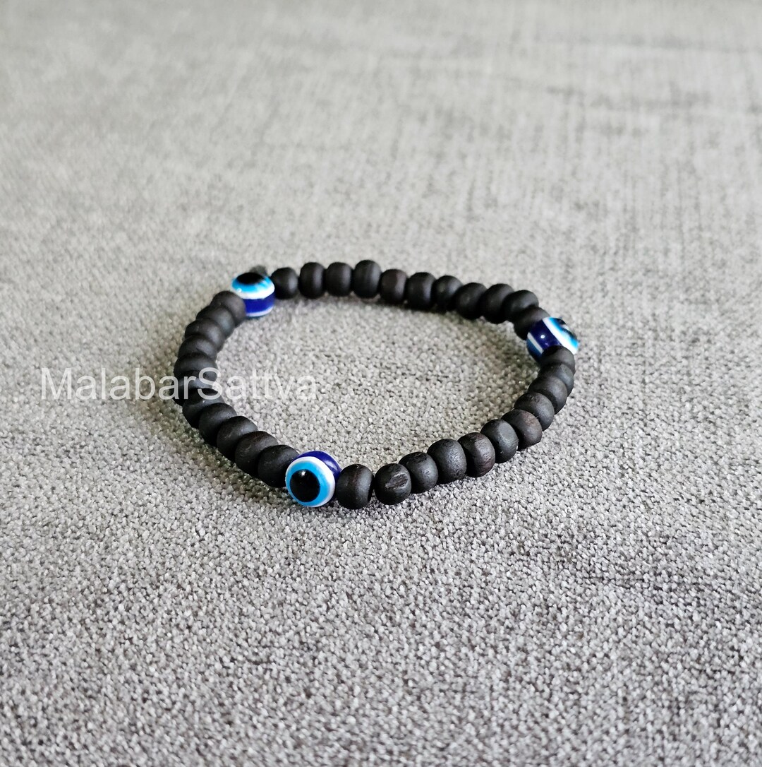 Dark Wood & Evil Eye Prayer Beads Bracelet – A Blend of Protection and ...