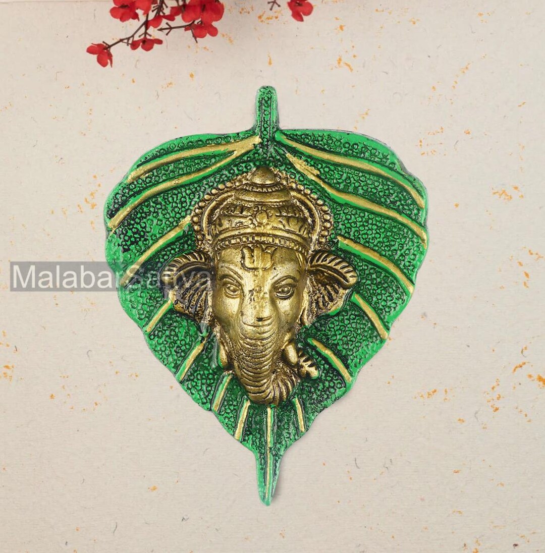 Leaf Patta Wall Hanging Lord Ganesh Face Green - Etsy