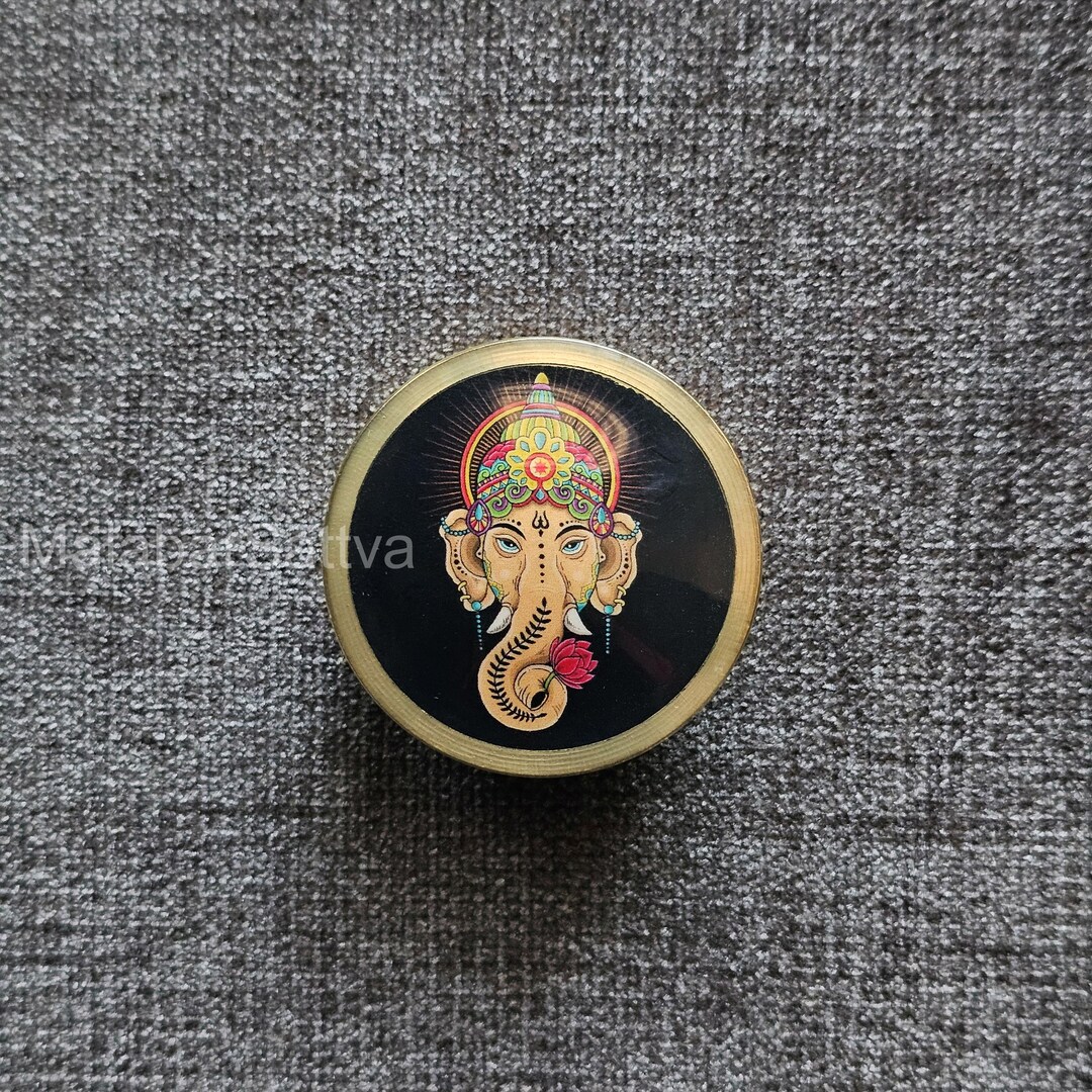 Brass Ganesh Sindoor Box: Traditional Pooja Container for Sacred Items ...