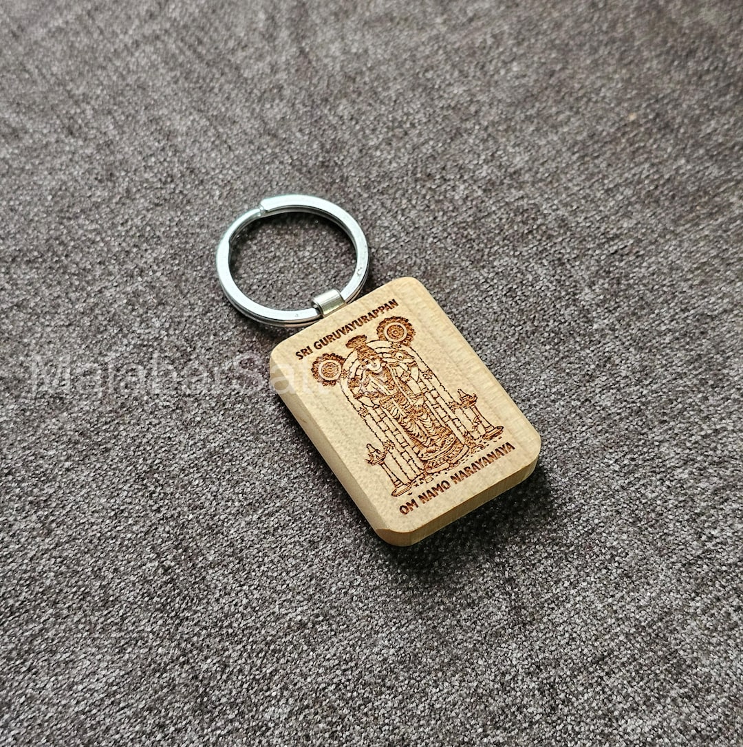 Wooden Sri Guruvayurappan Keychain: Hindu Religious Car & Bag Accessory ...