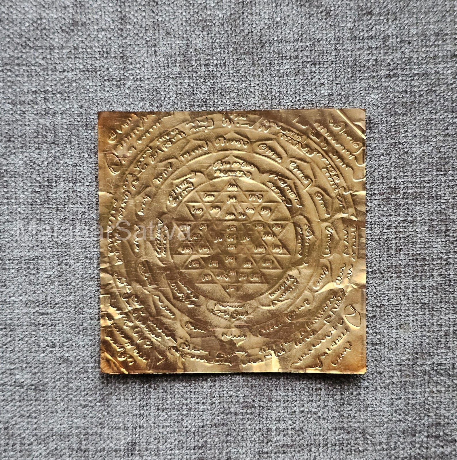 Shree Chakra Yantra - Handmade - 9 X 9 Cm - Thin Copper Sheet With ...