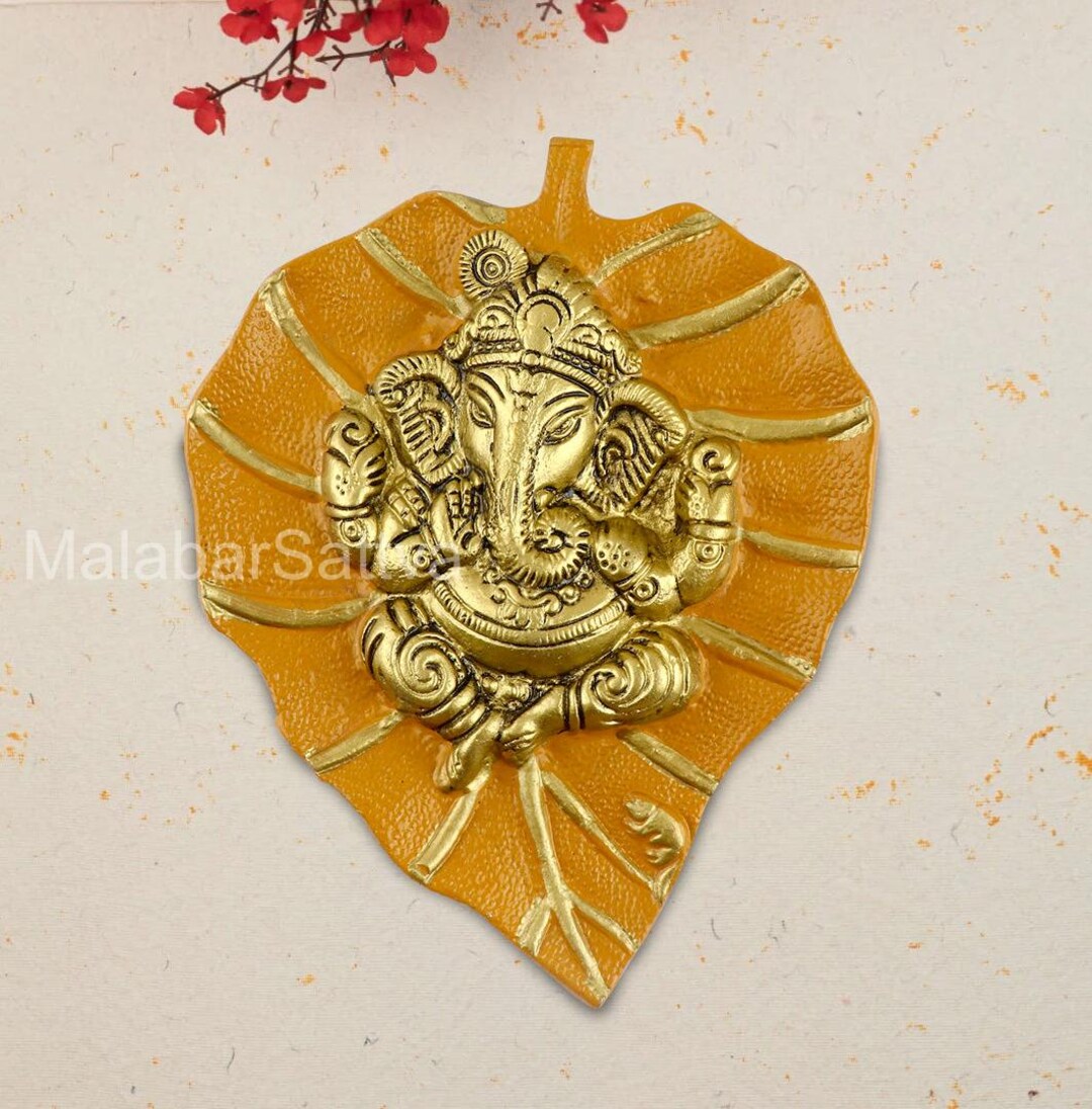 Leaf Patta Wall Hanging Lord Ganesh Face Yellow - Etsy