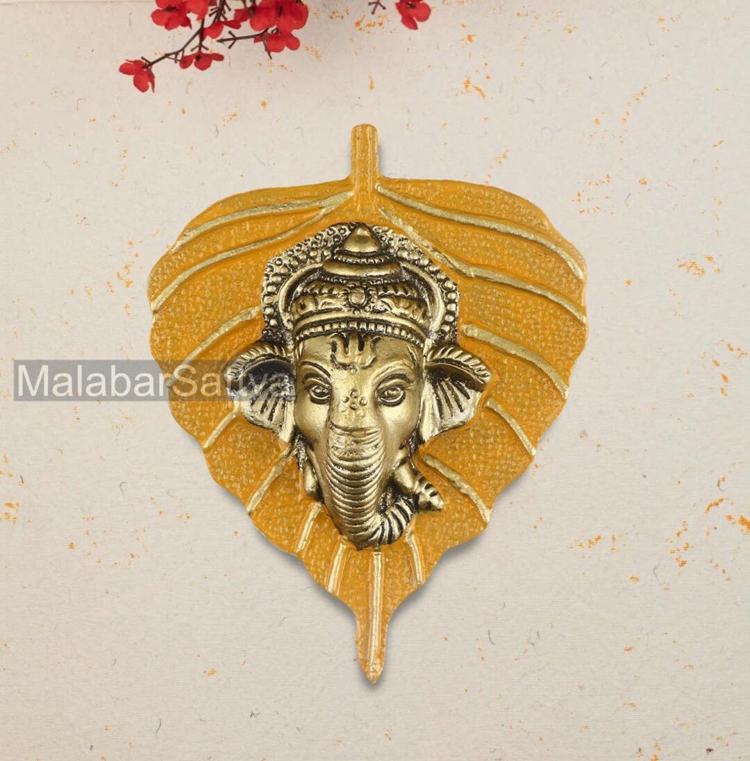 Leaf Patta Wall Hanging Lord Ganesh Face Yellow - Etsy