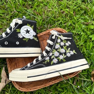 Embroiered Converse/custom Converse Daisy High Tops/embroidered ...