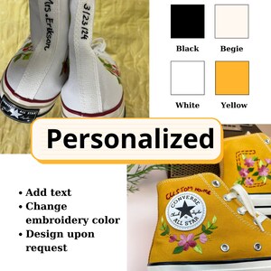 Embroiered Converse/custom Converse Daisy High Tops/embroidered ...
