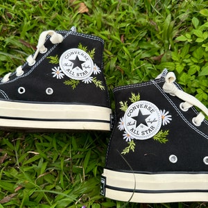 Embroiered Converse/custom Converse Daisy High Tops/embroidered ...