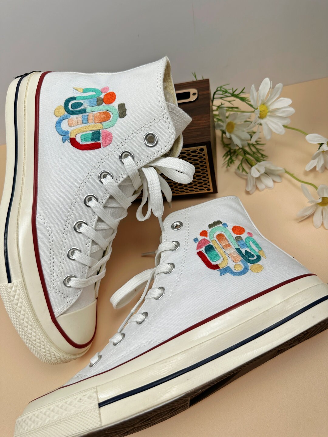 Custom Converse Embroidered Chuck Taylor 1970s/ White Converse High ...