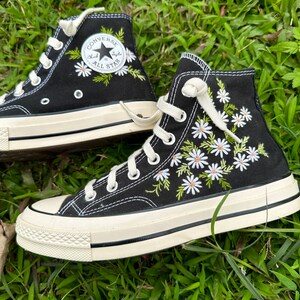 Embroiered Converse/custom Converse Daisy High Tops/embroidered ...