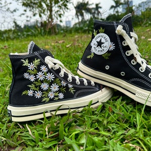 Embroiered Converse/custom Converse Daisy High Tops/embroidered ...
