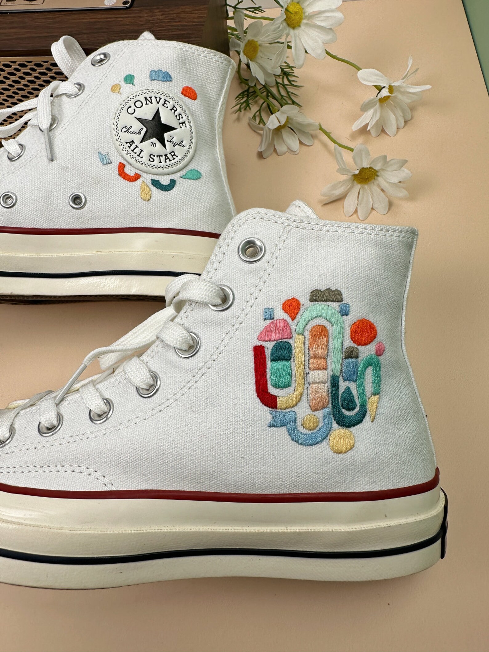 Custom Converse Embroidered Chuck Taylor 1970s/ White Converse High ...