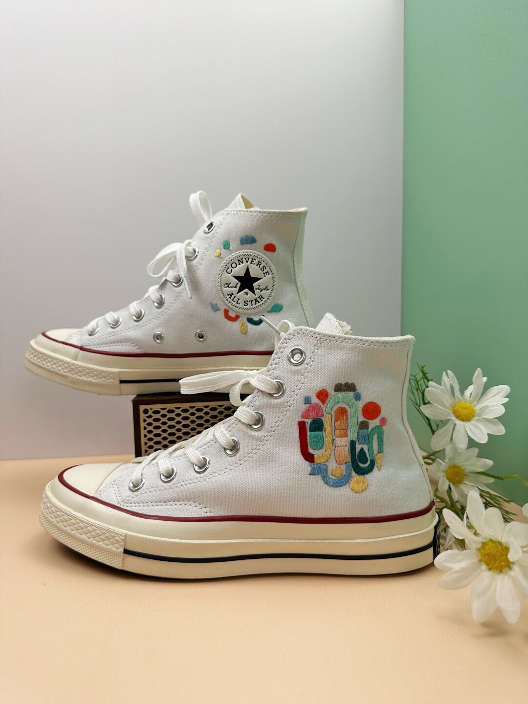Custom Converse Embroidered Chuck Taylor 1970s/ White Converse High ...