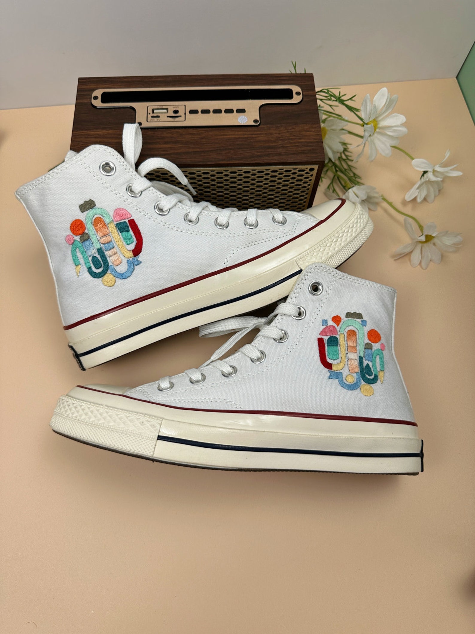 Custom Converse Embroidered Chuck Taylor 1970s/ White Converse High ...