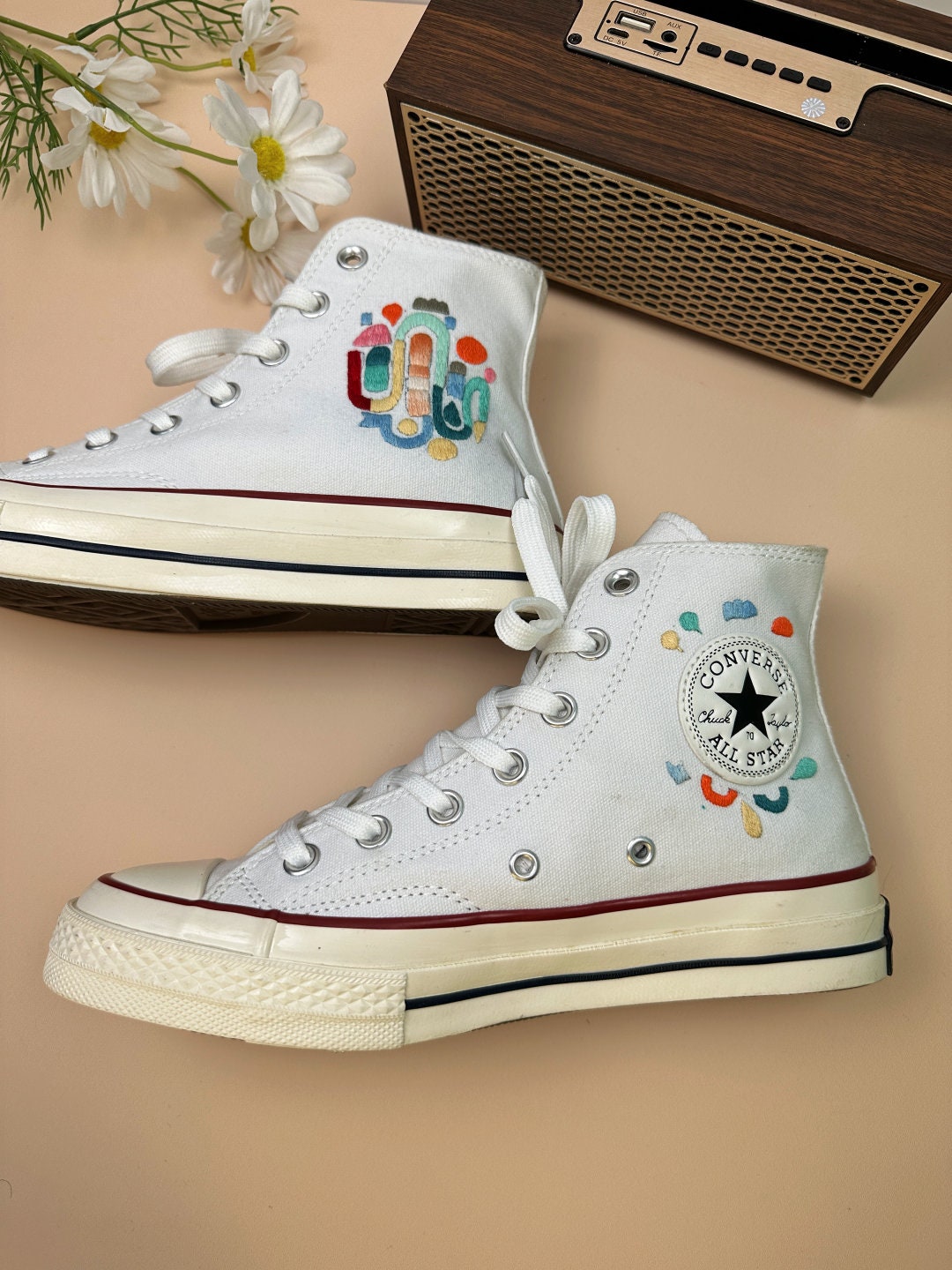 Custom Converse Embroidered Chuck Taylor 1970s/ White Converse High ...