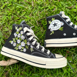 Embroiered Converse/custom Converse Daisy High Tops/embroidered ...