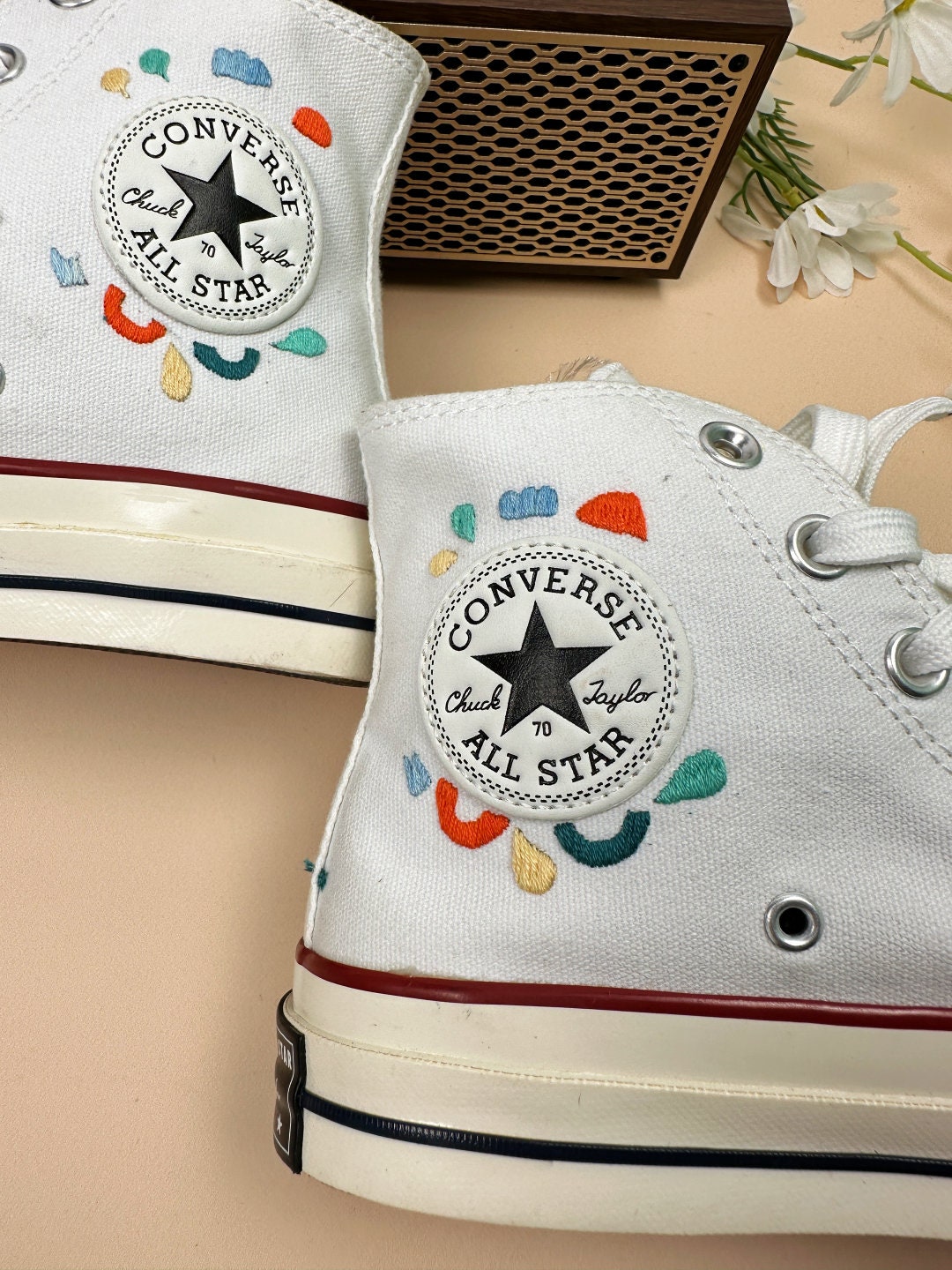 Custom Converse Embroidered Chuck Taylor 1970s/ White Converse High ...