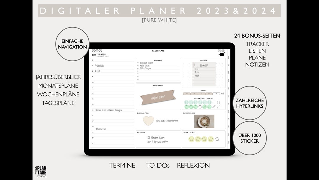 DIGITAL CALENDAR PLANNER 2023 & 2024 for iPad goodnotes, Notability ...