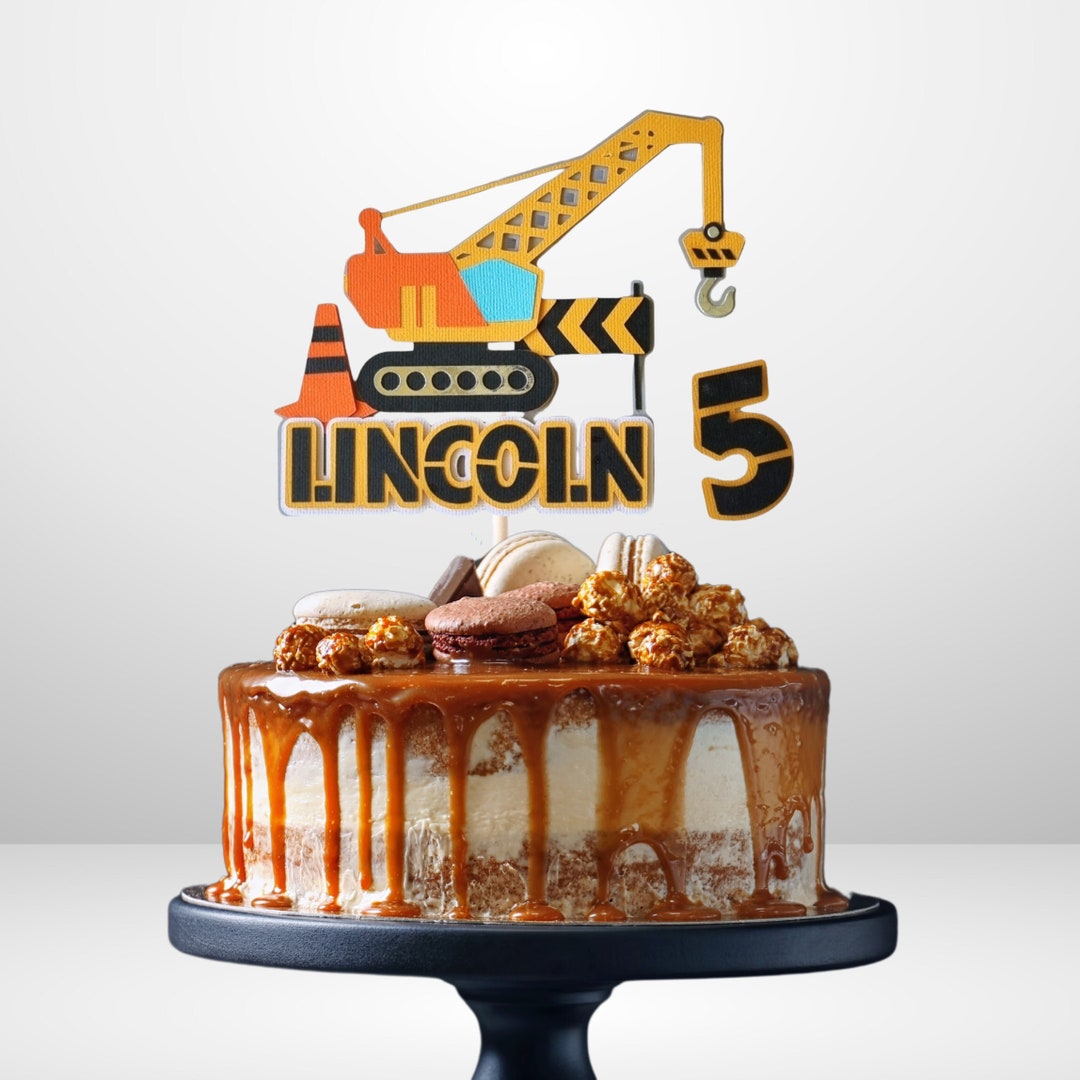 Construction Cake Topper Personalised Crane Construction Theme Kids ...