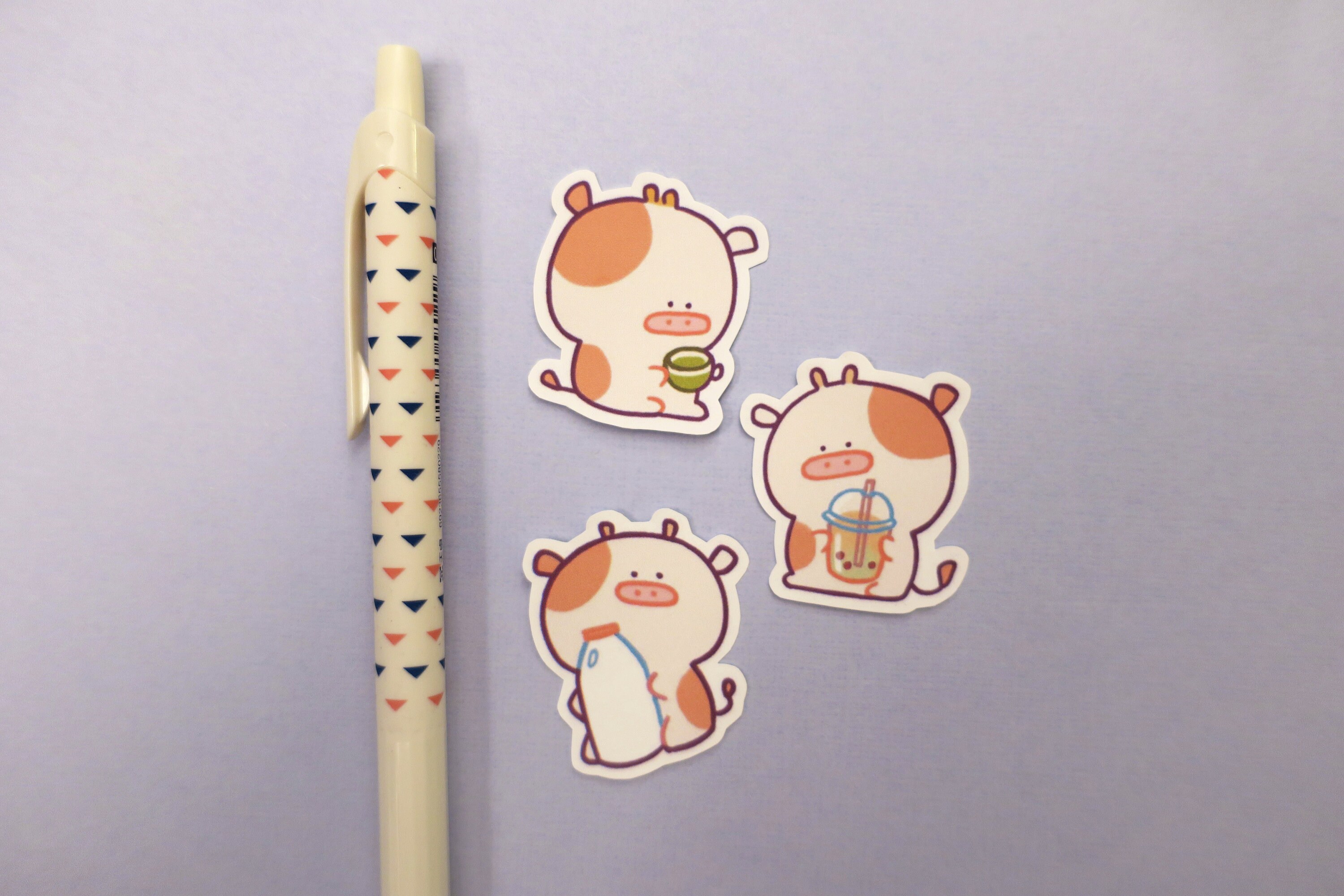 Milk and Tea Cute Cow Laminated Die Cut Stickers / Set of 3 / - Etsy