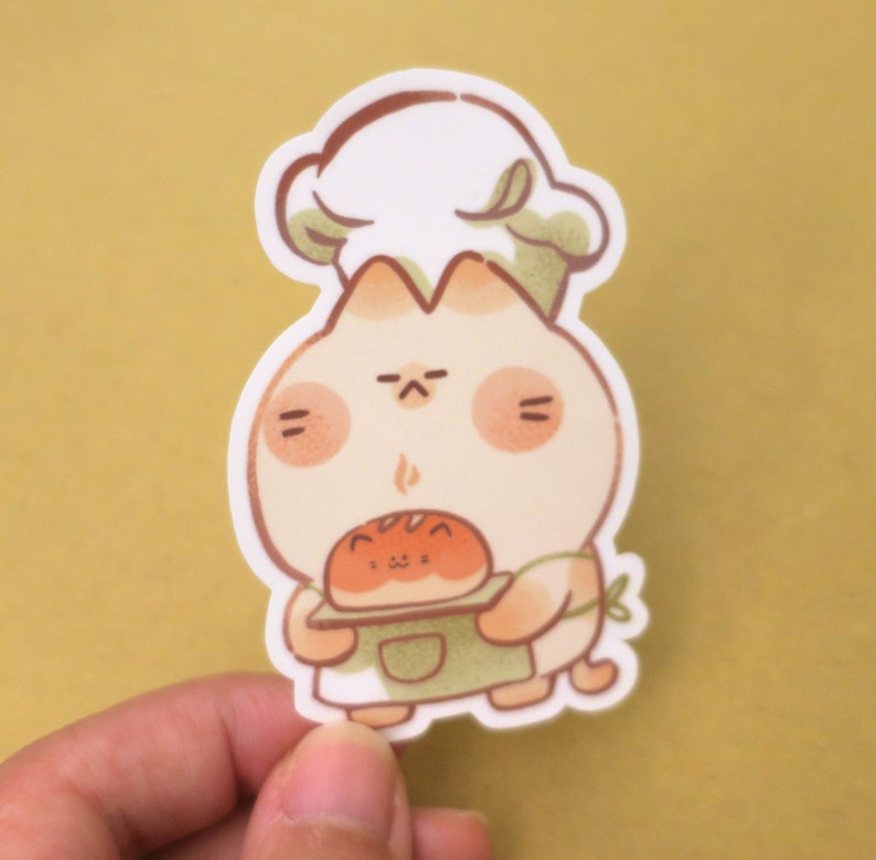 Cute Baker Cat Laminated Die Cut Sticker / Weatherproof Matte / for ...
