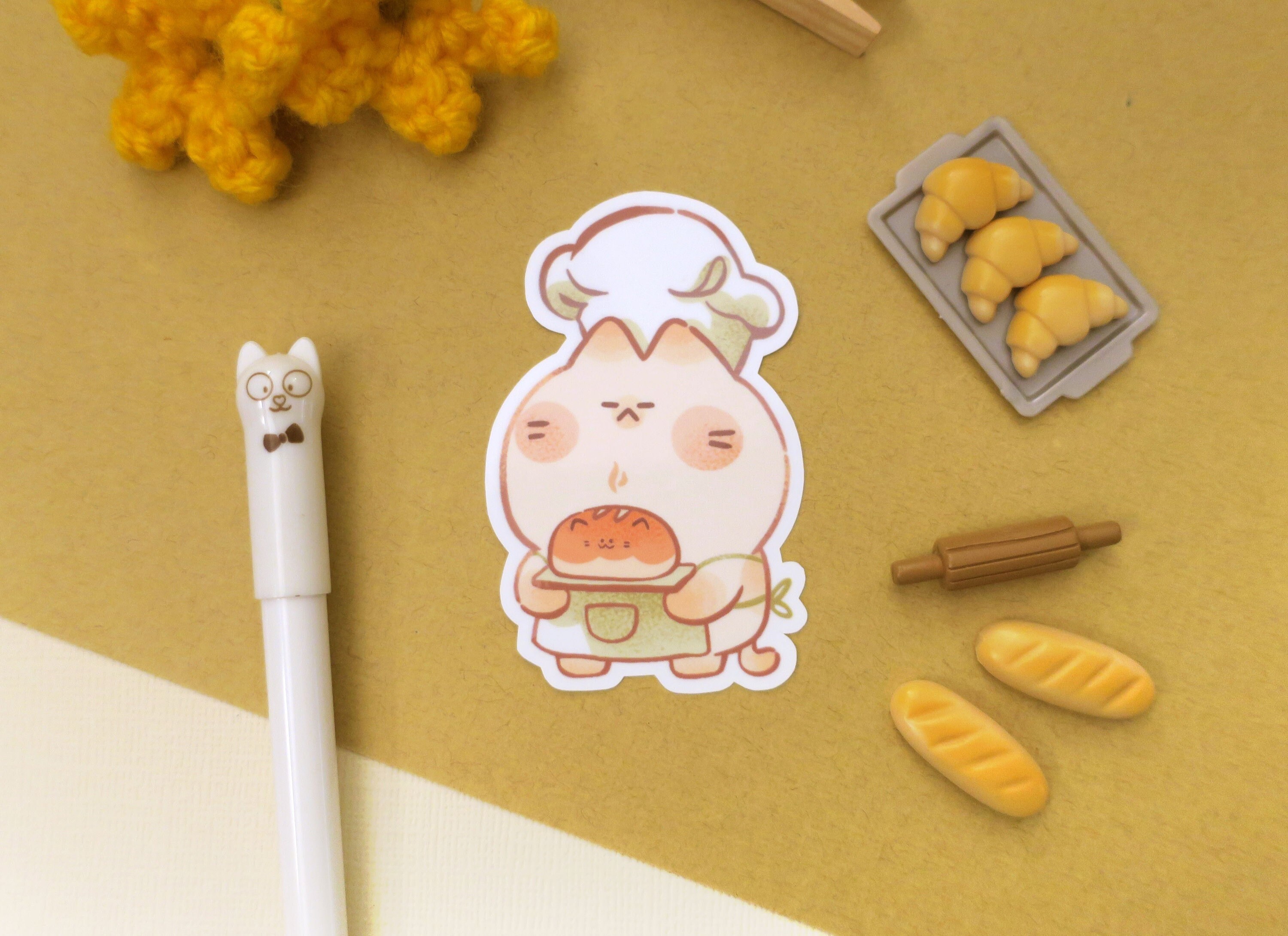 Cute Baker Cat Laminated Die Cut Sticker / Weatherproof Matte / for ...