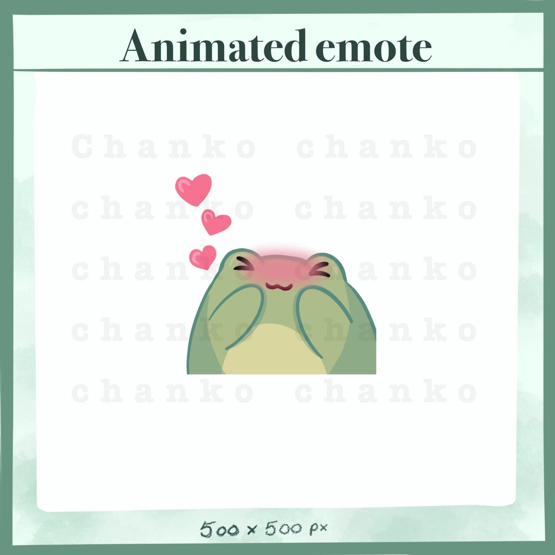 Animated Emote Blush Frog Emote With Heart GIF Twitch & Discord - Etsy