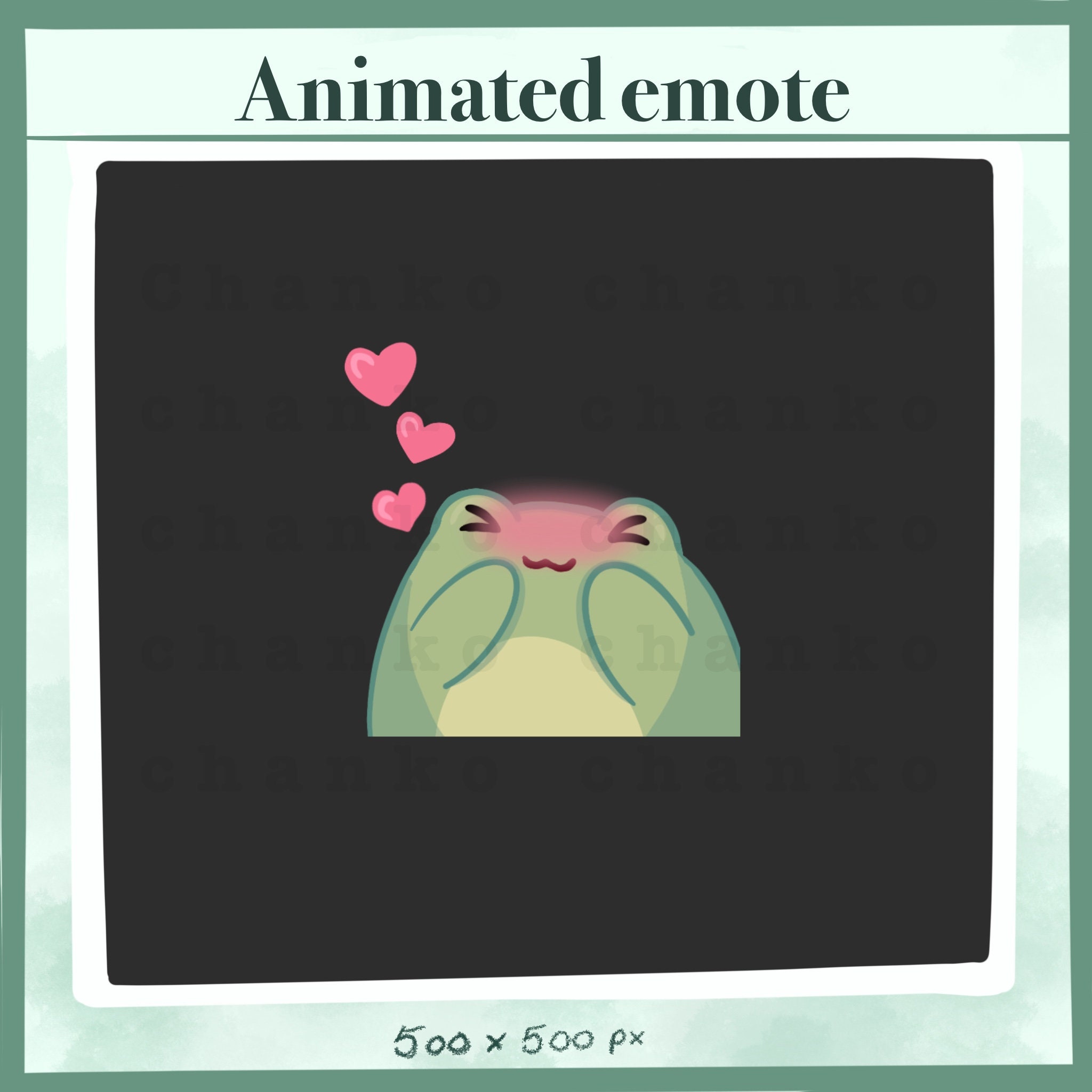 Animated Emote Blush Frog Emote With Heart GIF Twitch & Discord - Etsy