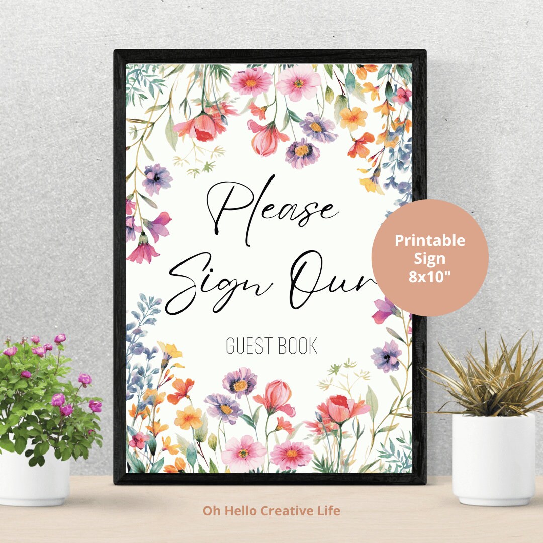 Please Sign Our Guest Book Sign, Wildflower Wedding Sign,instant ...
