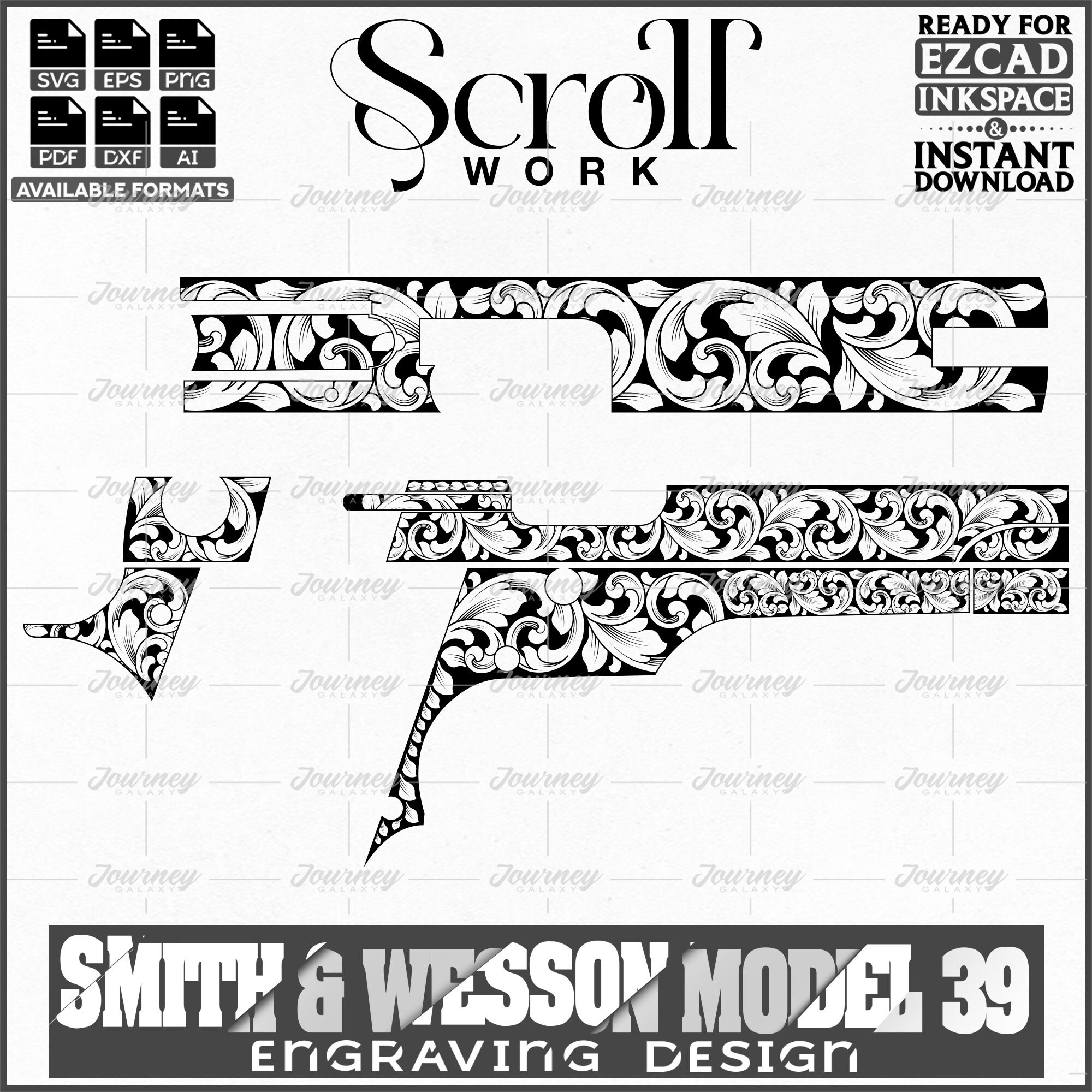 Smith & Wesson Model 39 Firearms Scroll Engraving Design, Digital Files ...