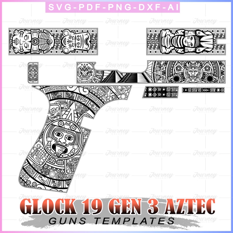 Glock 19 Gen 3 Aztec Gun Design, Aztec Engraving Design, Aztec Gun ...