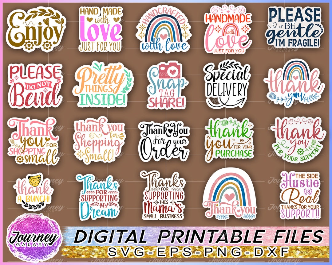 20 Boho Thank You Stickers SVG Printable Stickers for Small - Etsy