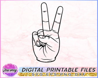 Signo De La Paz Símbolo De La Mano SVG PNG DXF Layered By, 48% OFF