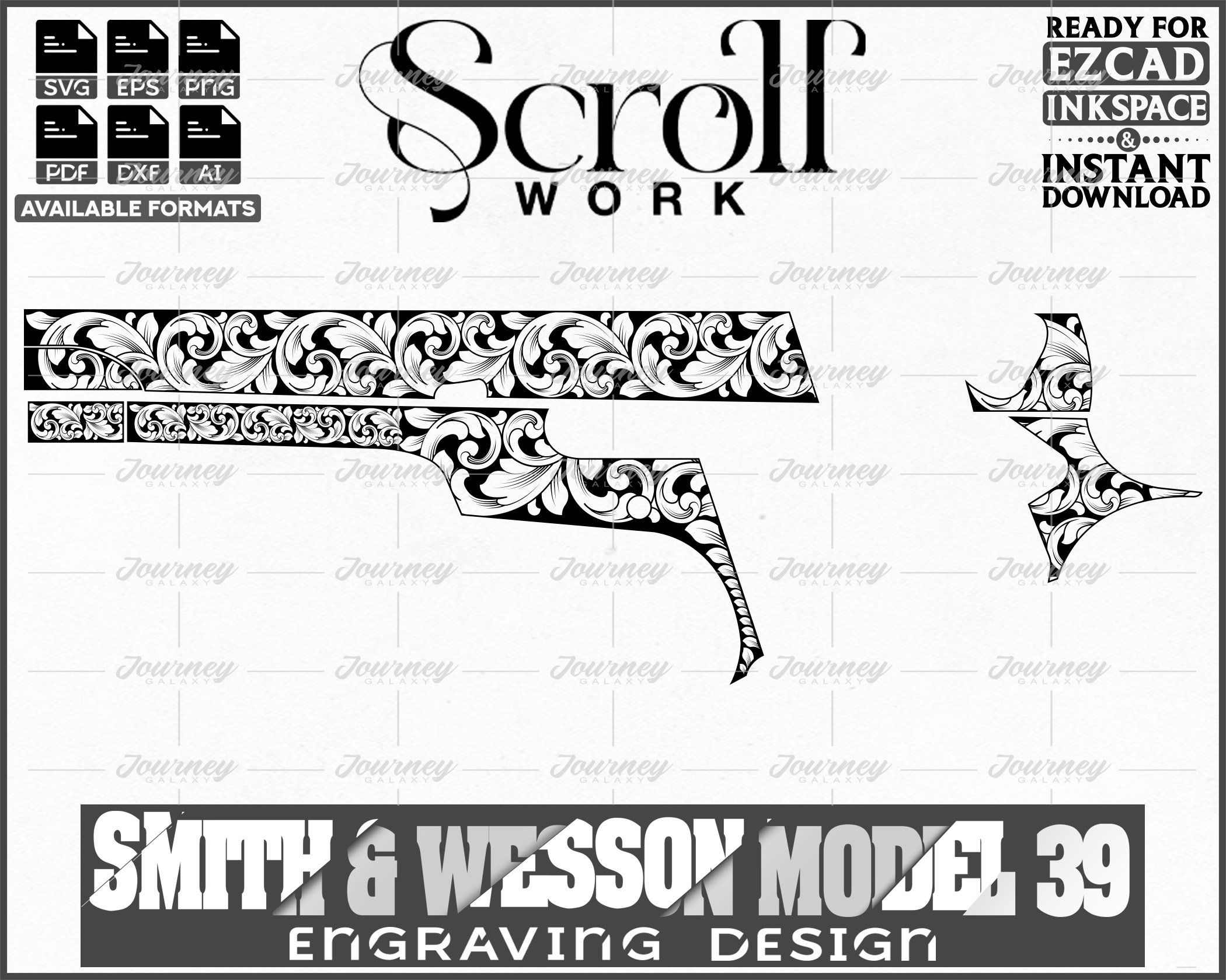 Smith & Wesson Model 39 Firearms Scroll Engraving Design, Digital Files ...