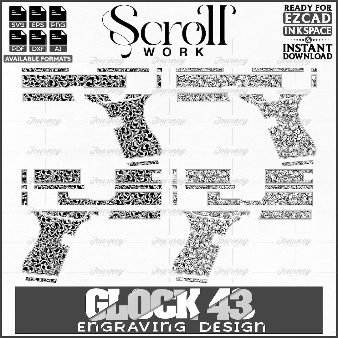 Custom Glock 43 Scroll Design Grip Panel, Personalized Handgun ...