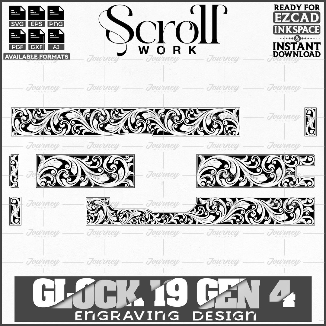 Glock 19 Gen 4 Firearm Scroll Work Engraving Design, Gun Engraving ...