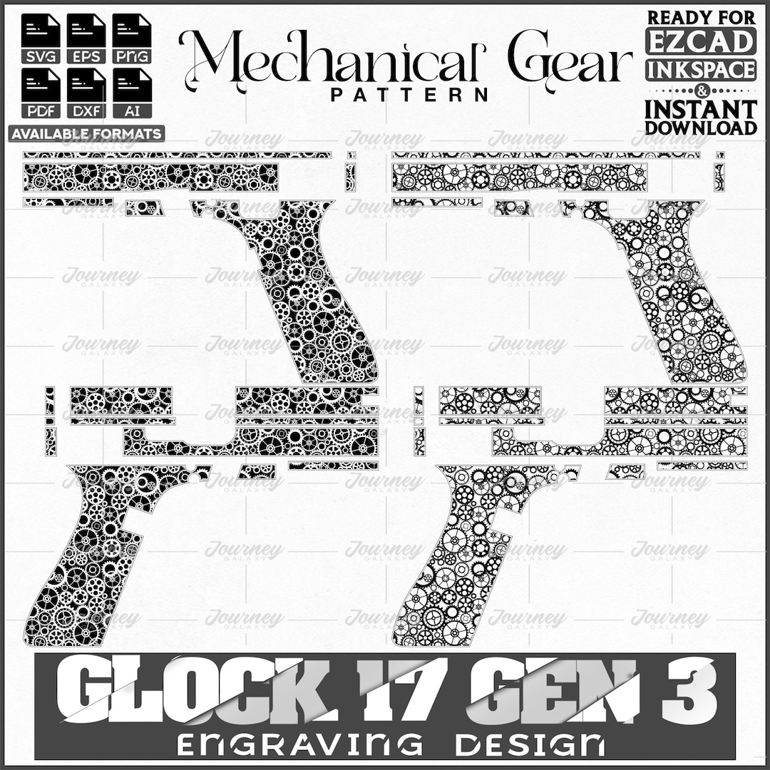 Glock 17 Gen 3 Firearms Engraving Files, Mechanical Gear Pattern Gun ...
