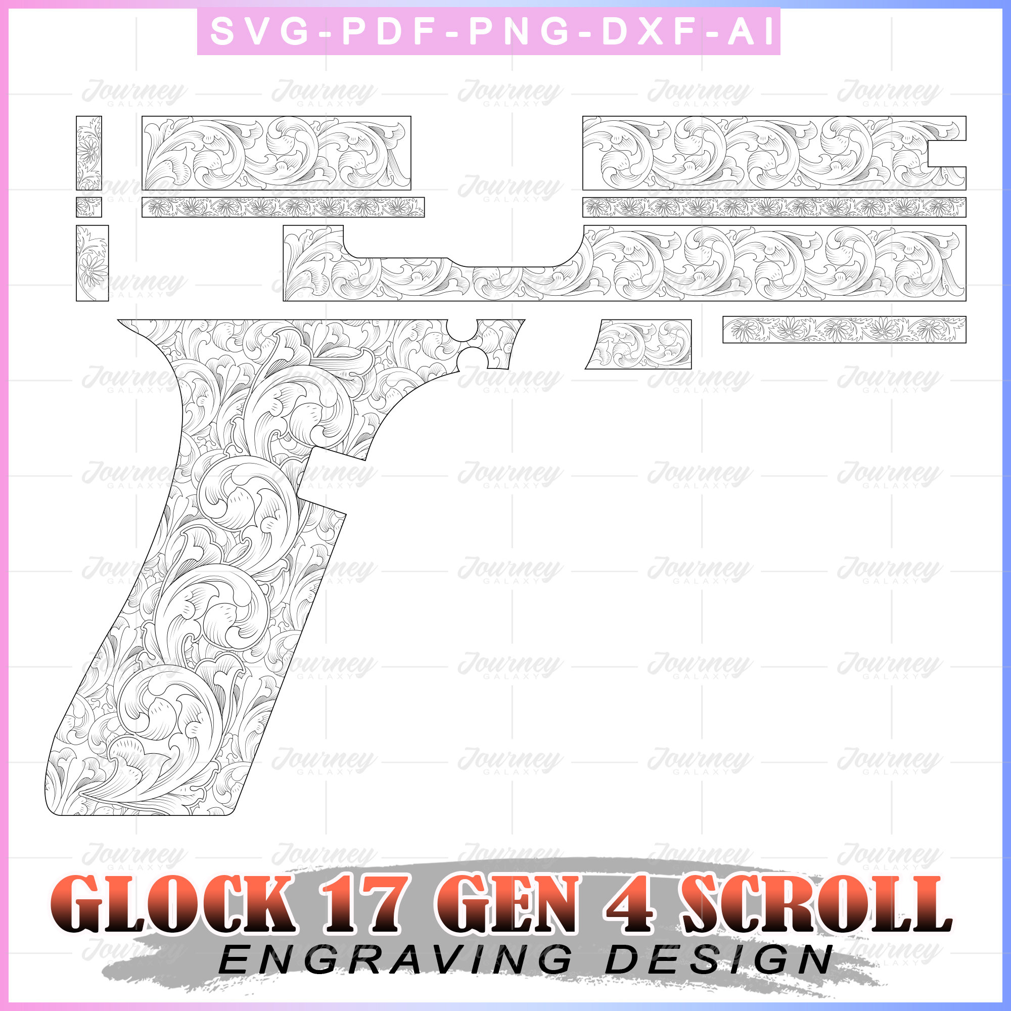 Glock 17 Gen 4 Unique Scroll Pattern Engrave Design Laser Cut - Etsy