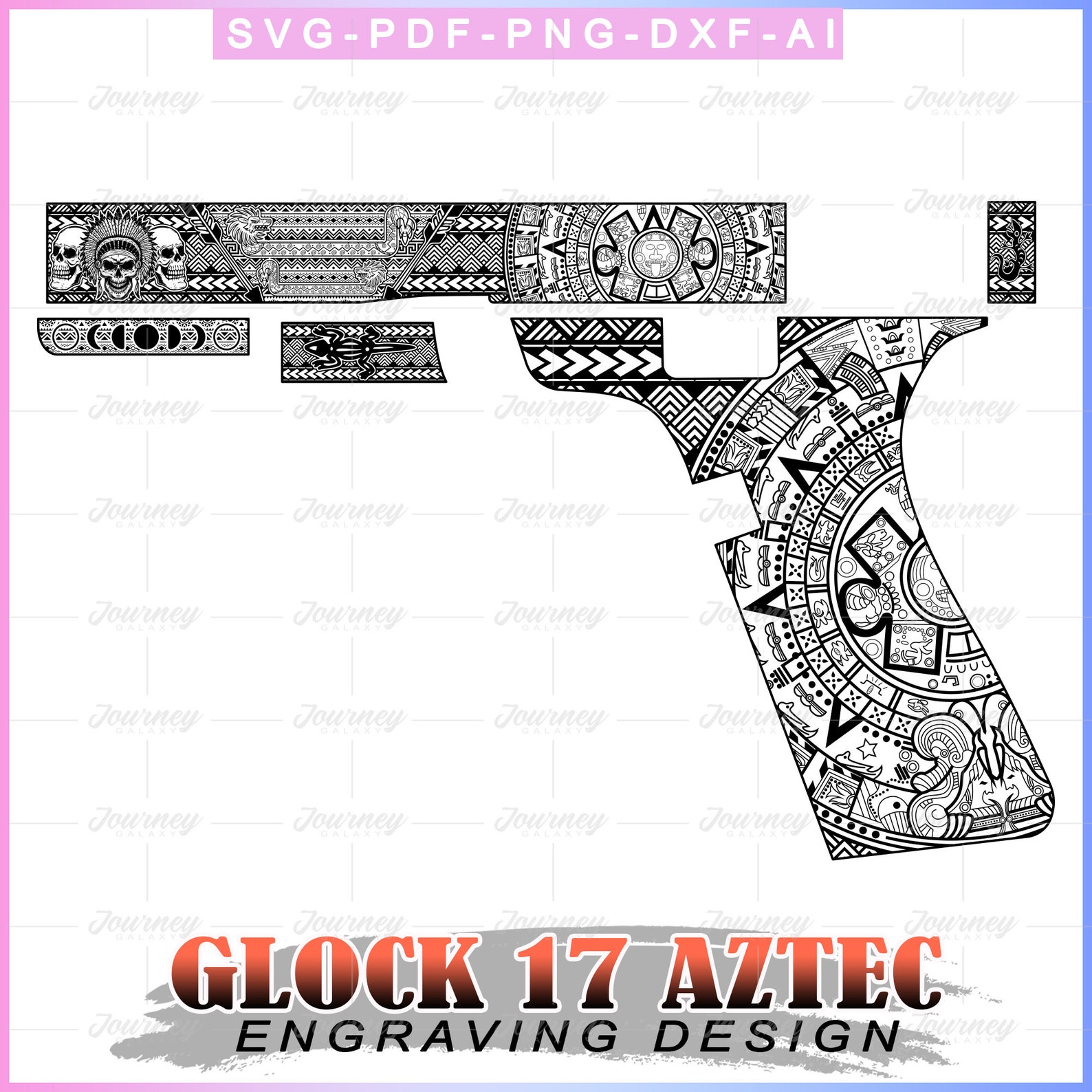 Glock 17 Aztec Design Engrave Files, Aztec Svg, Vector Aztec Engraving ...