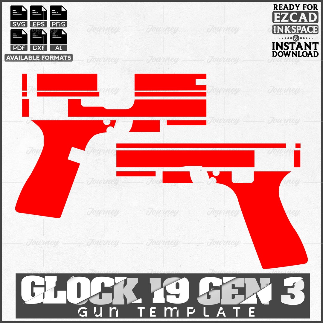Glock 19 Gen 3 Model Gun Engrave Template, Glock Gun Template, Glock 19 ...