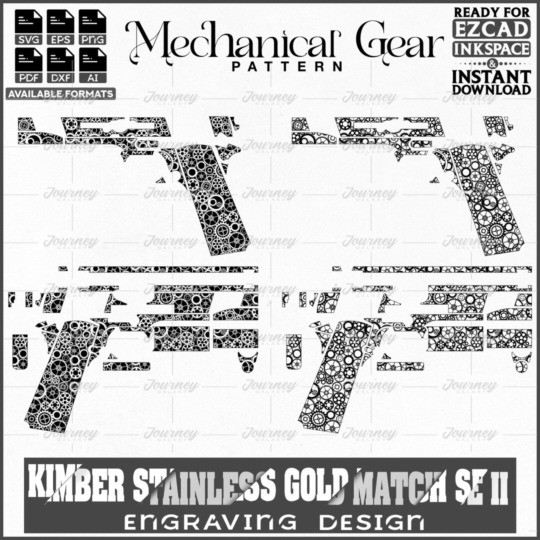 Mechanical Gear Pattern Design for Kimber Stainless Gold Match Se II ...