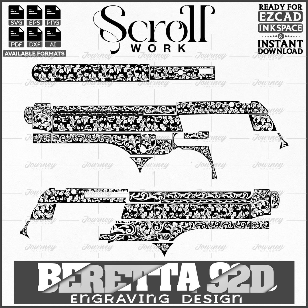 Beretta 92D Firearms Scroll Design for Engraving, Custom Gun Engraving ...