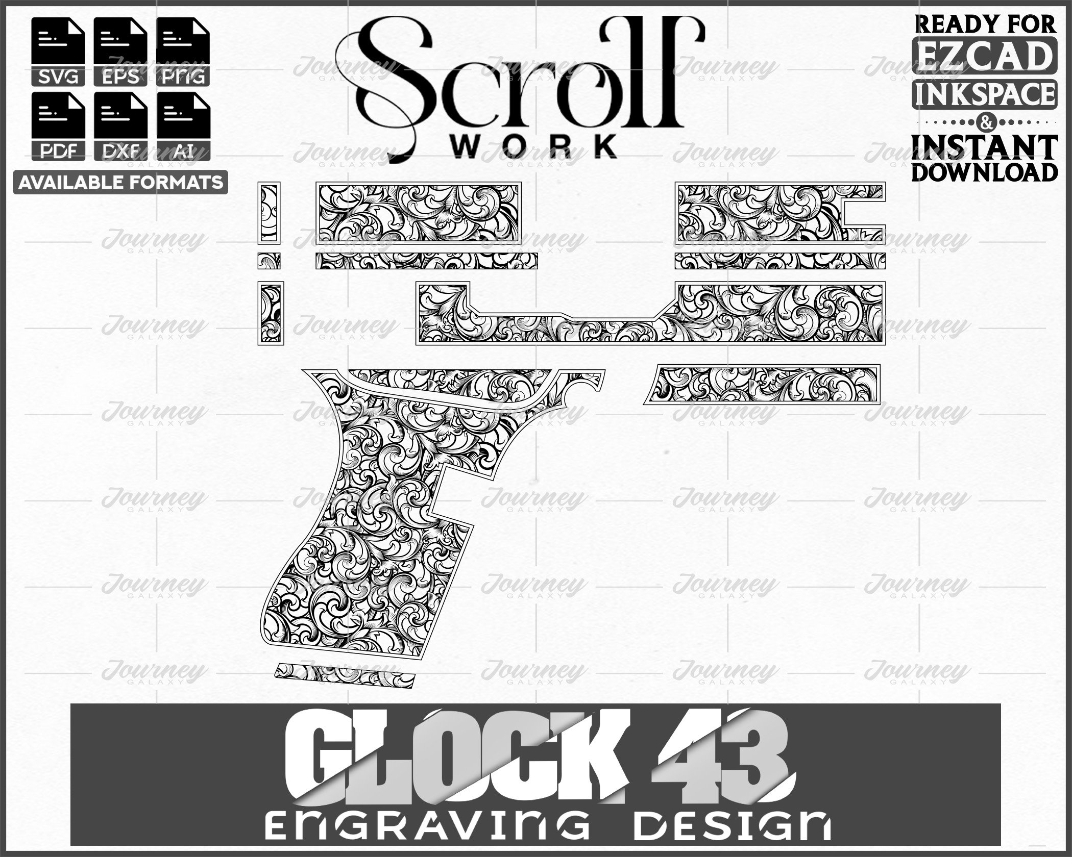 Custom Glock 43 Scroll Design Grip Panel, Personalized Handgun ...