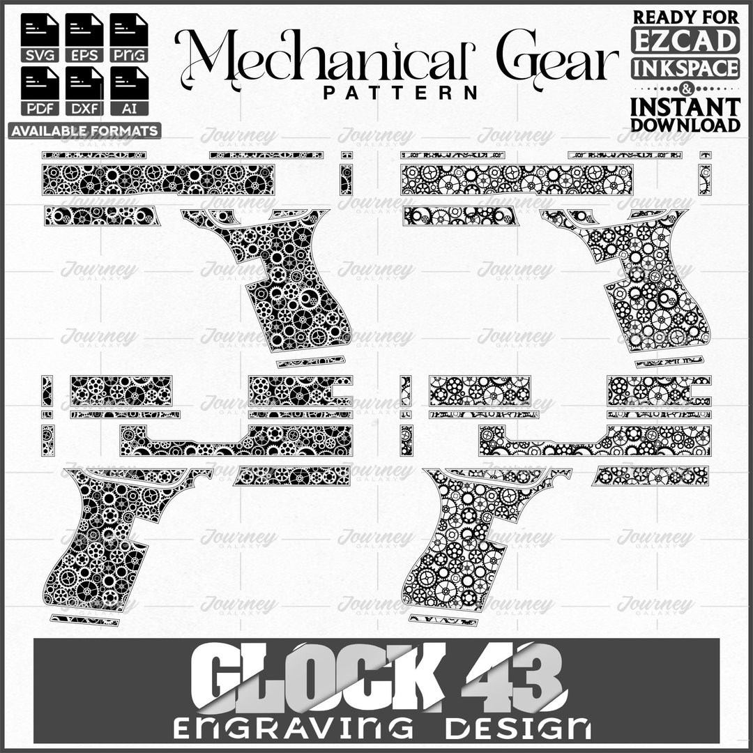 Mechanical Gear Pattern Design for Glock 43 Firearms Engraving, Gun ...